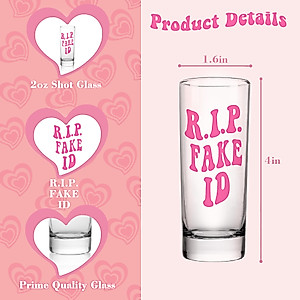JUSTOTRY 21st Birthday Pink Shot Glass - RIP FAKE ID 21st Birthday Gifts for Her 2oz Shot Glass Best 21 Birthday Decorations Gifts Ideal for Women 21 Decorations