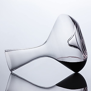 Vintorio Citadel Wine Decanter with Stopper - Hand Blown, Lead-Free Crystal Glass - Extra Durable Sommelier's Red Wine Carafe with Aerating Punt and Silicone Lid (78 oz Capacity)