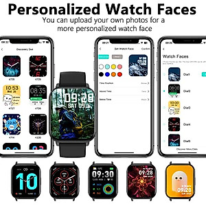 Smart Watch (Answer/Make Call),1.9" Smartwatch Fitness Tracker for Android and iOS Phones with Heart Rate Sleep Tracking, Multi Sport Modes, Blood Oxygen,Ai Voice Control,Fitness Watch for Women Men