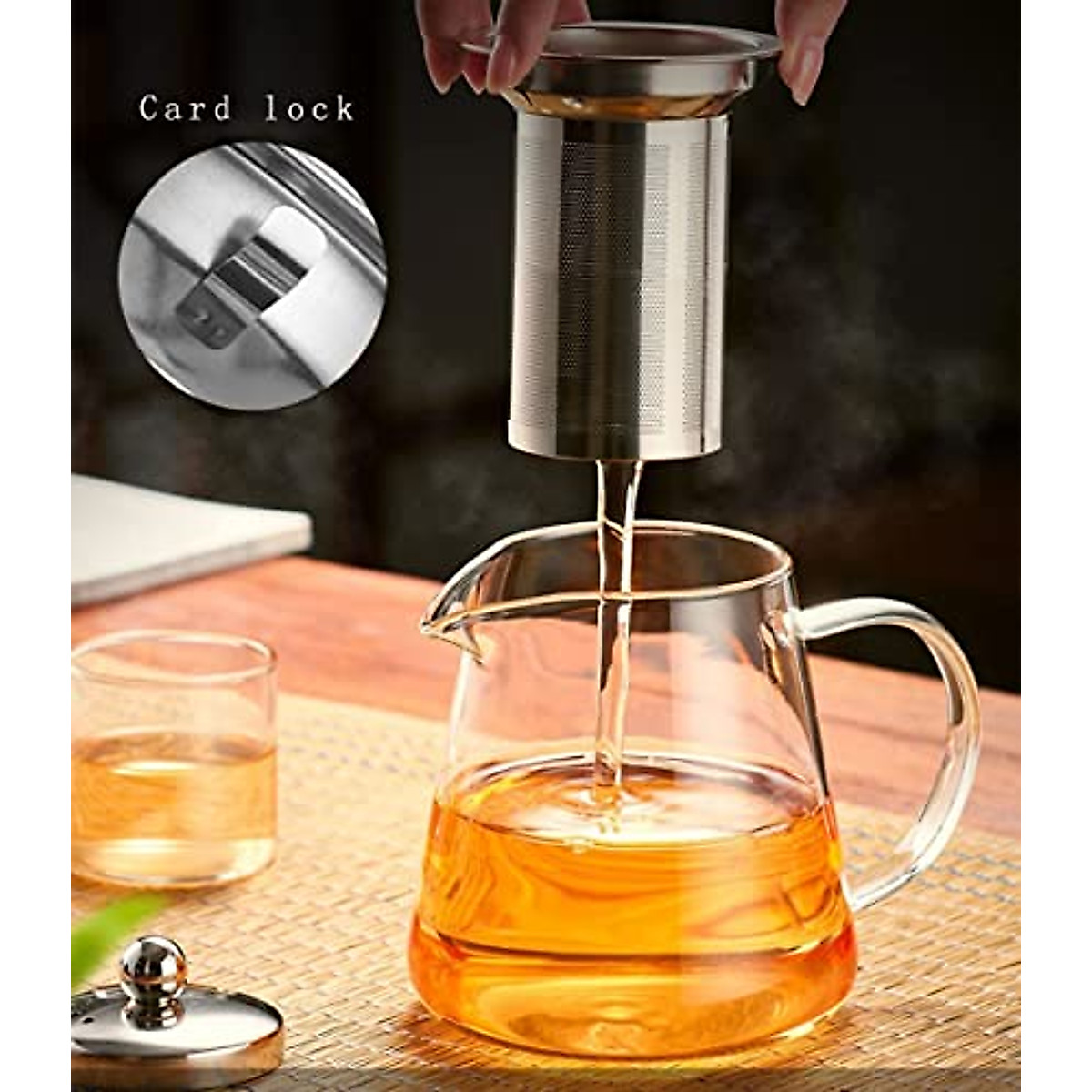 Glass Teapot (32oz/ 950ml) MJZQCD with Removable Stainless Steel Infuser,Glass Tea Pot transparent Stovetop tea Kettle,Blooming and Loose Leaf Tea Maker,Microwave & Dishwasher Safe