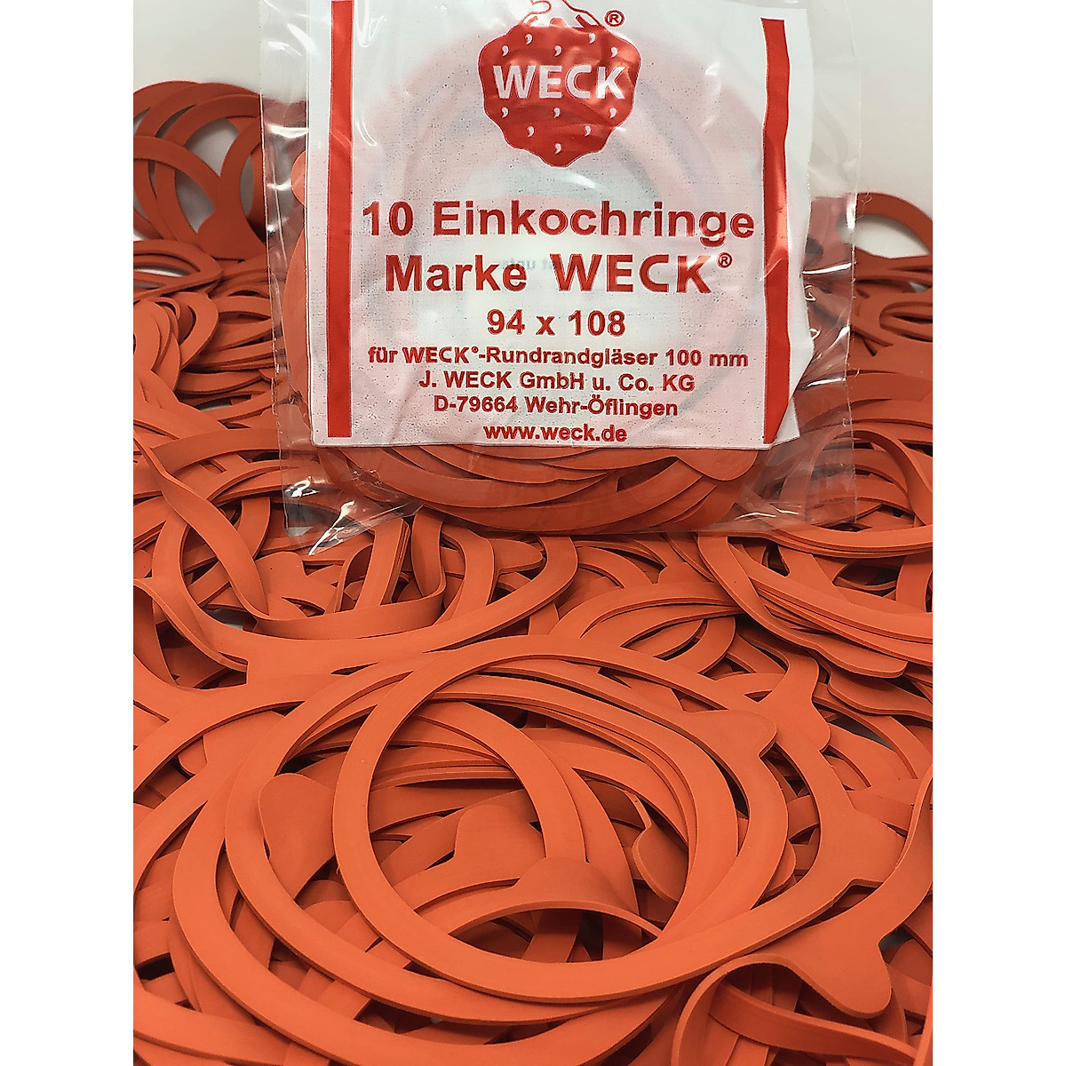 Weck 100mm Rubber Seals/Rings (Set of 20). Fits WECK Models 739 740 741 742 743 744 745 748. Red