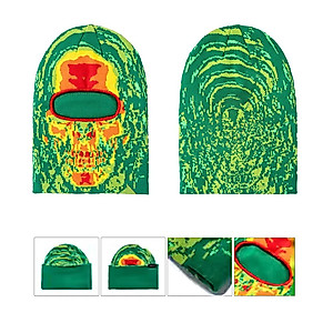 Balaclava Knitted Full Face Cover Ski Mask Winter Windproof Neck Warmer Thermal Cycling for Men Women One Size Fits Most Green