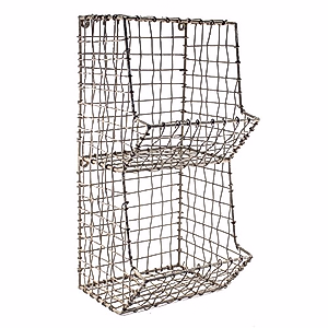 Colonial Tin Works Mini Rustic Wire General Store Wall Bin,Gray,7½"W x 7"D x 16"T