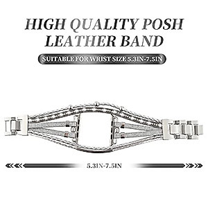 WONMILLE Posh Leather Bands Compatible With Apple Watch 41mm 40mm 38mm Women, Boho Bracelets Jewelry Multilayer Wrap Strap for iwatch Series SE 8 7 6 5 4 3 2 1 (Glitter Silver, 38mm/40mm/41mm)