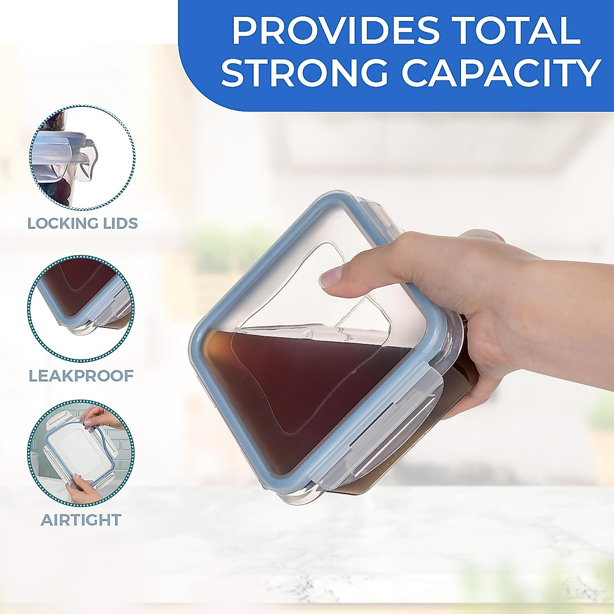 Shazo 44PCS Food Storage Containers with Lids, HUGE SET, Plastic Food Containers with Lids for Kitchen Organization, Airtight Leak Proof, Meal Prep, Easy Snap Lock Lunch Box, BPA-Free Storage Container