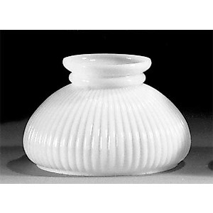 B&P Lamp® 7Inch Student Shade with Ribbed Design and White Over Clear Cased Glass for Vintage and Antique Style Table Lamps and Sconces