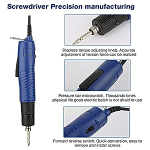 WALFRONT Electric Screwdriver Adjustable Torque 1/4" Handheld Straight Shank Practical Repair Kit 900RPM Fit Screw 2-6mm(US Plug 110V)