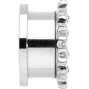 Body Candy 2Pc Womens 316L Steel White Leaves 5/8" Double Flare Screw Fit Tunnel Plug Ear Plug Gauges Set