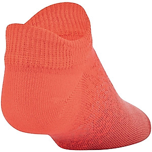 Under Armour Essential No Show Socks, 6-pair, White Daiquiri Red Assorted, Shoe Size: Youth 13.5K-4Y