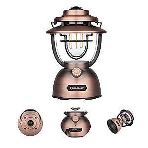 OLIGHT Olantern Classic 2 Pro Camping Lantern, 300 Lumens LED Rechargeable Lantern Flashlight with Dual Light Sources for Hurricane, Emergency, Hiking, Power Outages, Home Decor (Vintage Copper)