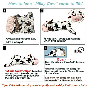 FEEZUSH Cow Plush Pillow, Adorable Cow Stuffed Animal, Stuffed Cow Animals Hugging Pillow for Kids Boys Girls Birthday Xmas Valentine Gift (23.6 inch)