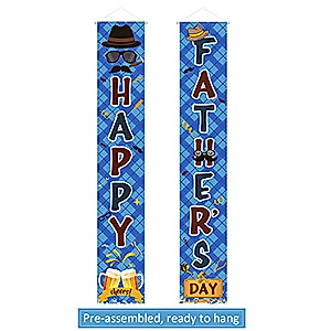 Fathers Day Decorations Porch Sign - Happy Father’s Day Banner Front Door Hanging Sign - Fathers Day Party Supplies for Indoor Outdoor