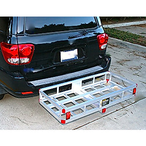 MaxxHaul 70108 Aluminum Cargo Carrier With High Side Rails- Trailer Hitch Mount For RV's, Trucks, SUV's, Vans, Cars With 2" Hitch Receiver - 500-lb Load Capacity, Grey, 49" x 22.5"