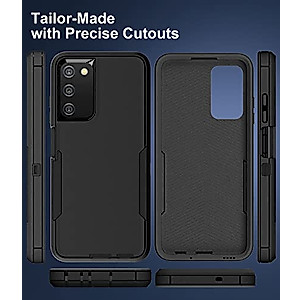 Dahkoiz for Samsung Galaxy A03S Case, with Tempered Glass Screen Protector, Dust Proof Port Cover, Full Body Protection Rubber Cover Phone Case for Samsung Galaxy A03S/A02S, Black/Black