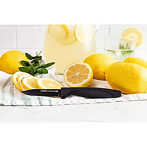 GINSU Daku 5-Piece Black Knife Prep Set - Dishwasher Safe and Always Sharp