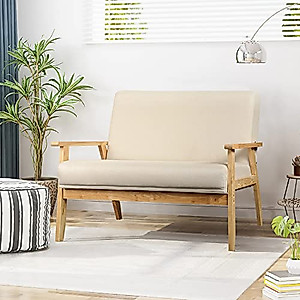 Homajor Small loveseat,loveseat Sofa,Small couches for Small Spaces,Sofa Couch,Fabric Loveseat Sofa Couch for Living Room Bedroom,Beige, (OWS2NAT)