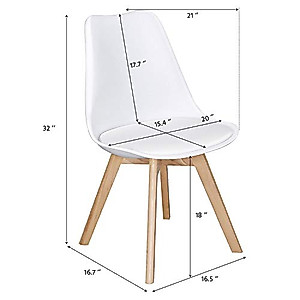 Topeakmart Dining Chairs DSW Chair Shell Armless Chairs with Beech Wood Legs and Soft Padded Mid Century Modern Side Chair Dining Room Living Room Bedroom Kitchen Chairs White, Set of 4