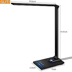 GLITI LED Desk Lamp, Black Modern Table Lamp, Ideal Gift for Study, Office. Dimmable Desk Lamp for Work, Video Conferencing, Reading and Writing, Arts and Crafts, Nail Art.