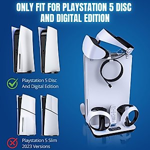 TNP Cooling Stand for PlayStation 5 with Cooling Fan & Charging Station - 4 Speed Modes Cooling Fan for PS5, Multiple Controller Charger Stand for PS5 Controllers, Display Stand for PS5 Headset