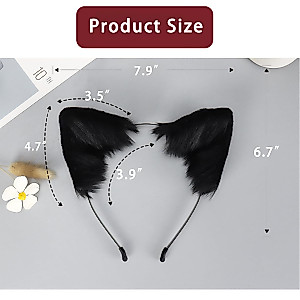 QinRuan Cat Fox Faux Fur Ears Headband Cute Halloween Fancy Dress Cosplay Handmade Animal Furry Ears Hair Hoop