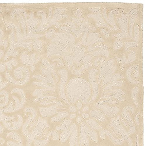 SAFAVIEH Total Performance Collection Area Rug - 6' x 9', Ivory, Hand-Hooked Damask, Non-Shedding & Easy Care, Ideal for High Traffic Areas in Living Room, Bedroom (TLP714F)