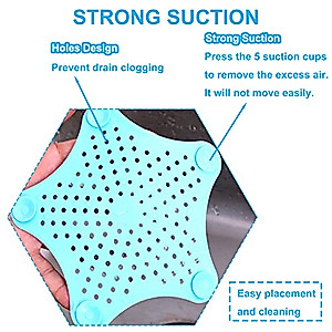 YUEARN 8 Pieces Shower Drain Hair Catcher, Silicone Hair Stopper, Shower Drain Covers with Suction Cup Suit for Bathroom Bathtub and Kitchen (8 Colors)