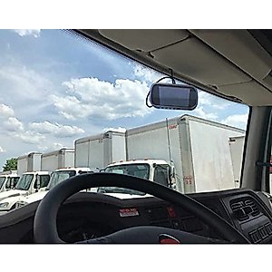 Voyager VOM74MM Rearview Mirror Monitor, 7inch TFT LCD Display w/ Highly-reflective Glass Surface Serving as When Back-Up Camera is not Active, 3 Inputs, Built-In Speaker (Renewed) Black