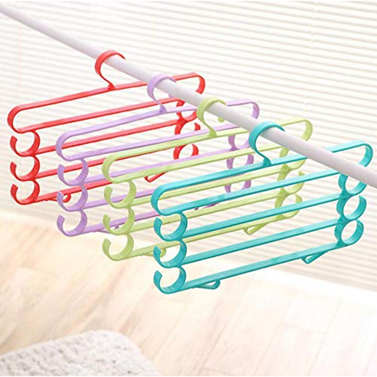 WXZNB Hangers 3Pcs Plastic 4 Layers Pants Trousers Hanger Holder Space Saving Clothes Belt Tie Scarf Towels Storage Organizer 7F