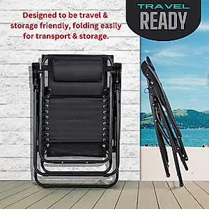 AmazingForLess Zero Gravity Lounge Chair Adjustable Outdoor Reclining Chair Folding Patio Anti-Gravity Indoor Outdoor Lounge Chair w/Pillow, Cup Holder (One Chair - NavyBlue)