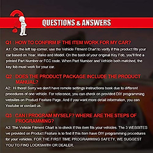 cciyu 1X Remote Start Car Auto Key Fob 3 Buttons Replacement Key Keyless Entry Replacement for C hevy Blazer S10 Silverado 1500 1500 HD 15732803