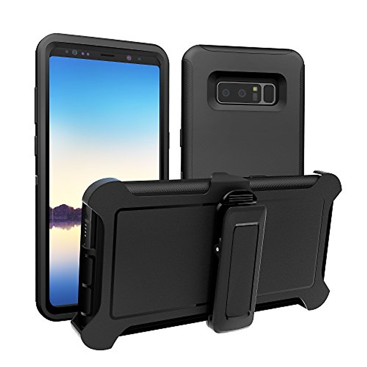 Galaxy Note 8 Case, ToughBox® [Armor Series] [Shockproof] [Black] for Samsung Galaxy Note 8 Case [Comes with Holster & Belt Clip] [Fits OtterBox Defender Series Belt Clip]