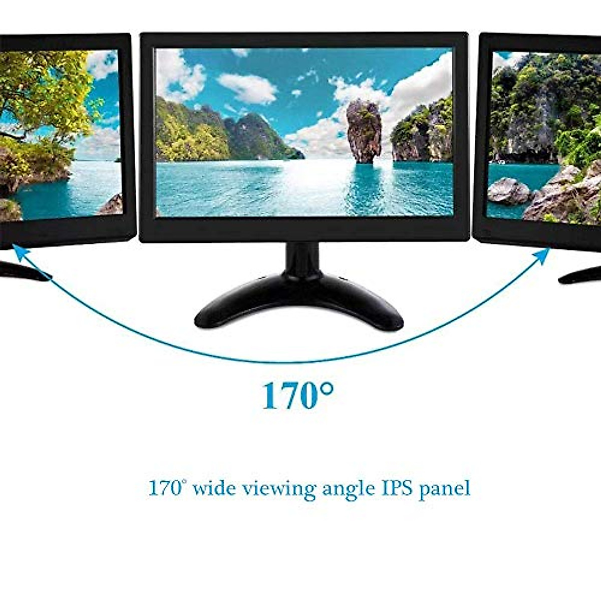 Security Monitors 10" LED Monitors HDMI/BNC/AV/VGA/USB Input 1920x1200 IPS Resolution Touch Buttons Video and Audio Displays CCTV Screen