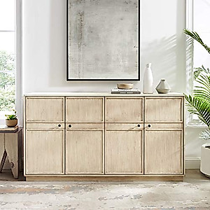 Walker Edison Alden Versatile 4 Door Framed-Storage-Sideboard, 62 Inch, Birch