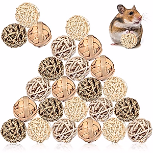 Sosation 24 Packs Guinea Pigs Toys Small Animals Play Balls Chew Gnawing Treats Bunny Toys Hay Grass Balls for Small Animals Entertainment PET Cage Accessories