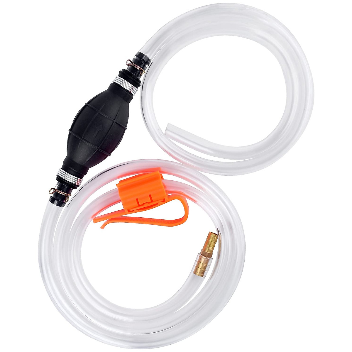 KATUMO Siphon Pump, Upgraded 15MM Enlarged Caliber Siphon Fuel Hand Pump for Gasoline, Oil, Diesel & Water with Hoses, Pinch Clips, Hose Retainer, Brass Extender