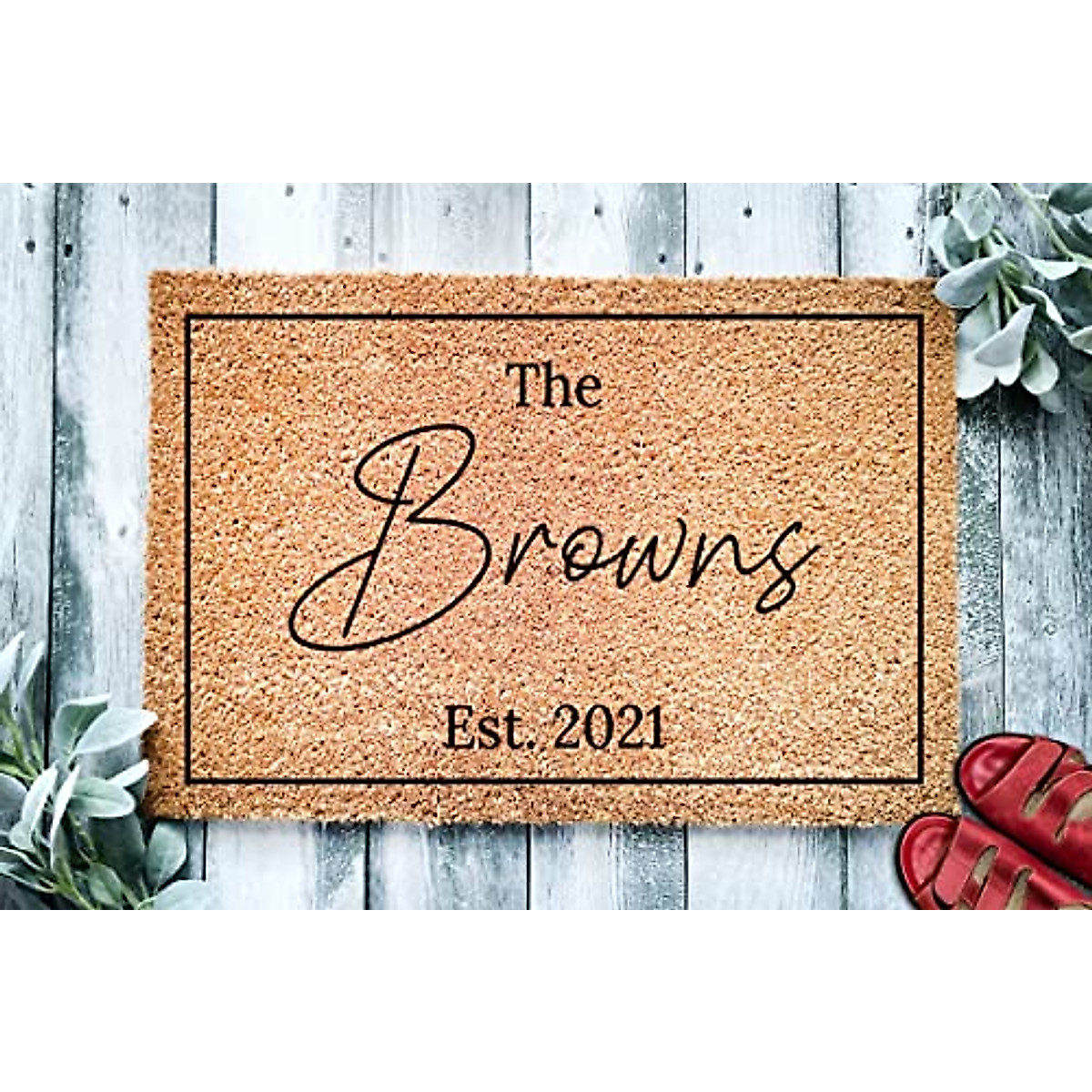 Modern Script Housewarming Gift | Wedding Gift | Custom Doormat | Premium Quality, Thick 100% Coir Coconut Husk Front & Made in the USA - Doormat