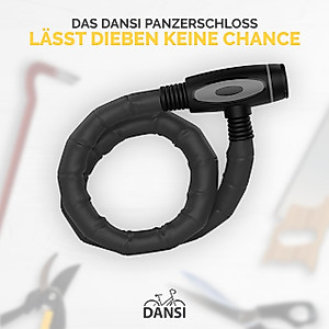 DANSI Bike Lock - Secure Anti-Theft Protection I Heavy-Duty Tank Design, Includes 2 Keys & Easy Lock Function, Bike Locks Heavy Duty Anti Theft, Bicycle Lock, Cable Lock, Bike Lock Cable, Chain Lock