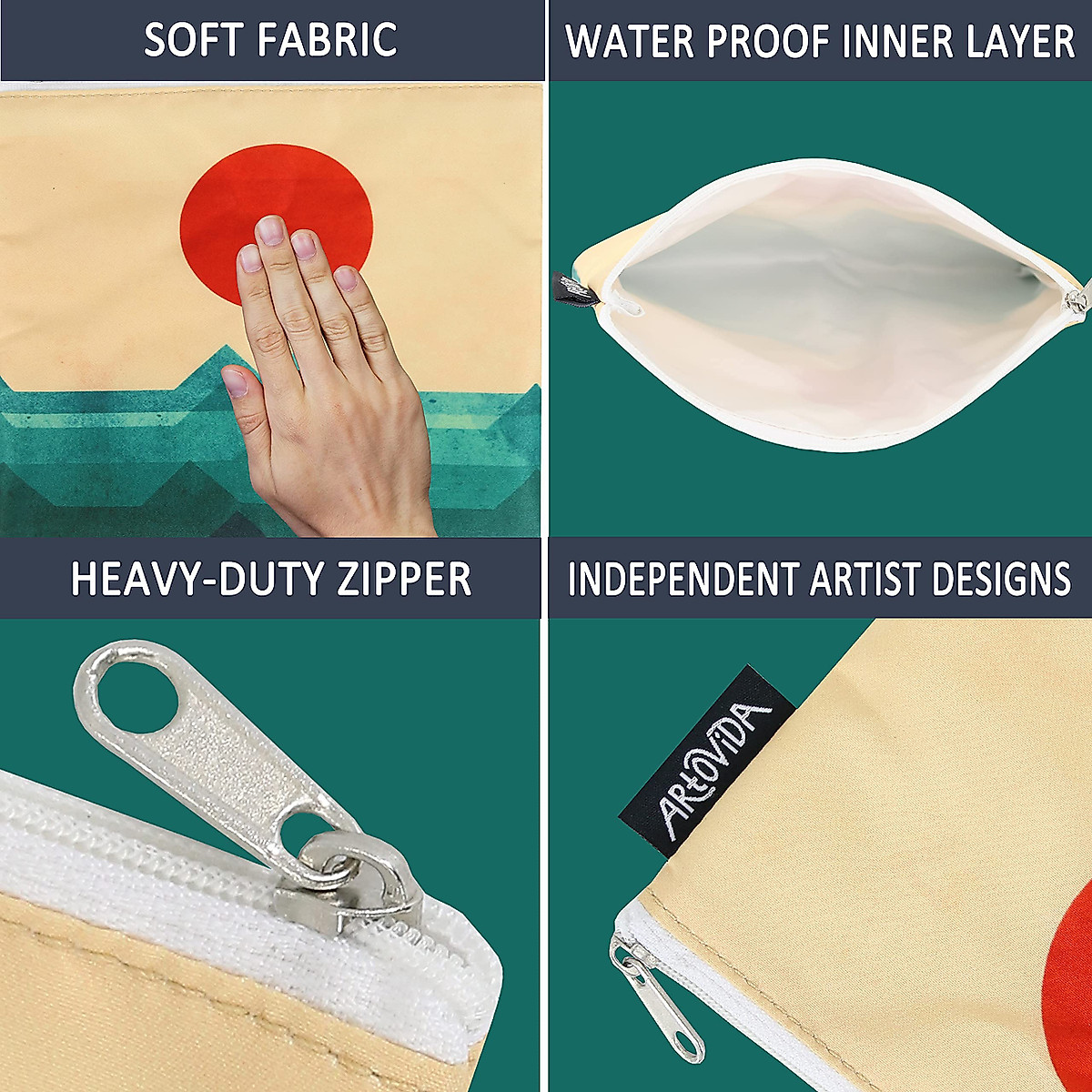 Artovida Artists Collective Lunch Baggies | Snack and Sandwich Bags with Zipper - Improved Dual Layer Design by Budi Kwan (Indonesia) The Ocean, the Sea, the Wave