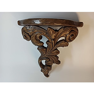 mik-Dyzayn Vintage Shelf, Unique Hand Carved Wall Shelf, Carved Wooden Shelf for Icons with Candlestick, Wood Carving Wall Shelf, Wood Shelf, Shelving