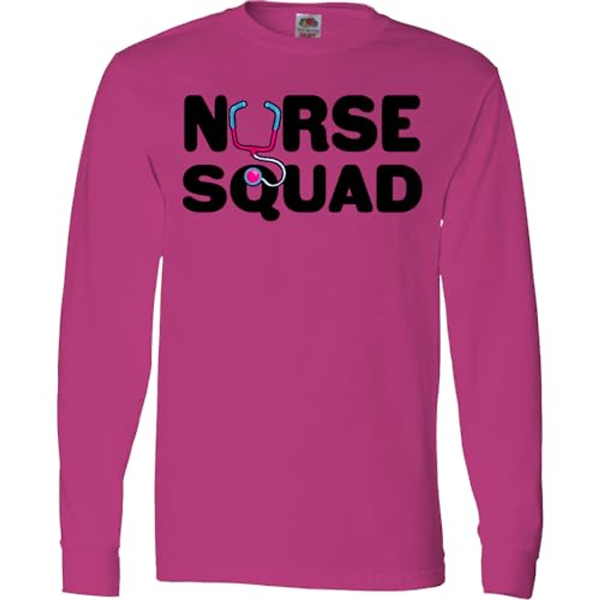 inktastic Nurse Squad with Stethoscope Replacing U Adult Long Sleeve T-Shirt 3X-Large Cyber Pink 33514