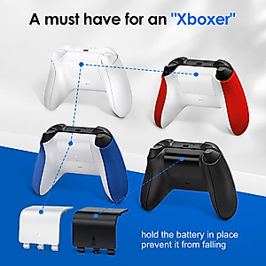 Battery Cover for Xbox Core Controller, Universal Replacement Battery Back Door Lid for Xbox Series X & Wireless Controller Black White, 4Pcs Batteries Caps Shell Repair Part for Xbox Series S Remote
