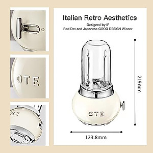 OTE Smoothie Blender, Retro Kitchen Small Glass Blender for Shakes and Smoothie with 400ml Glass Container To Go