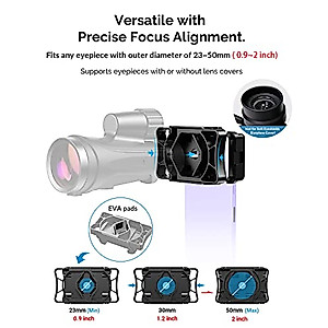 Telescope Phone Adapter, Multipurpose Telescope Smartphone Adapter Mount, Universal Telescope Phone Mount Adapter for Adults-Fits Almost All Optical Equipment and Smartphones on The Market