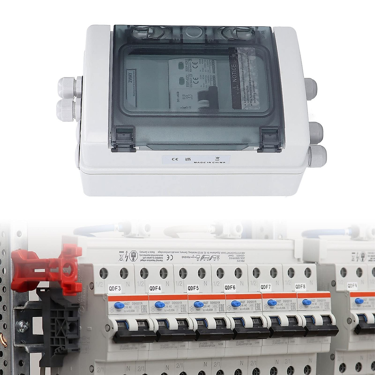 2 String PV Combiner Box IP65 Waterproof Solar Disconnect Switch with 40A Circuit Breaker 1000V for Solar Panels