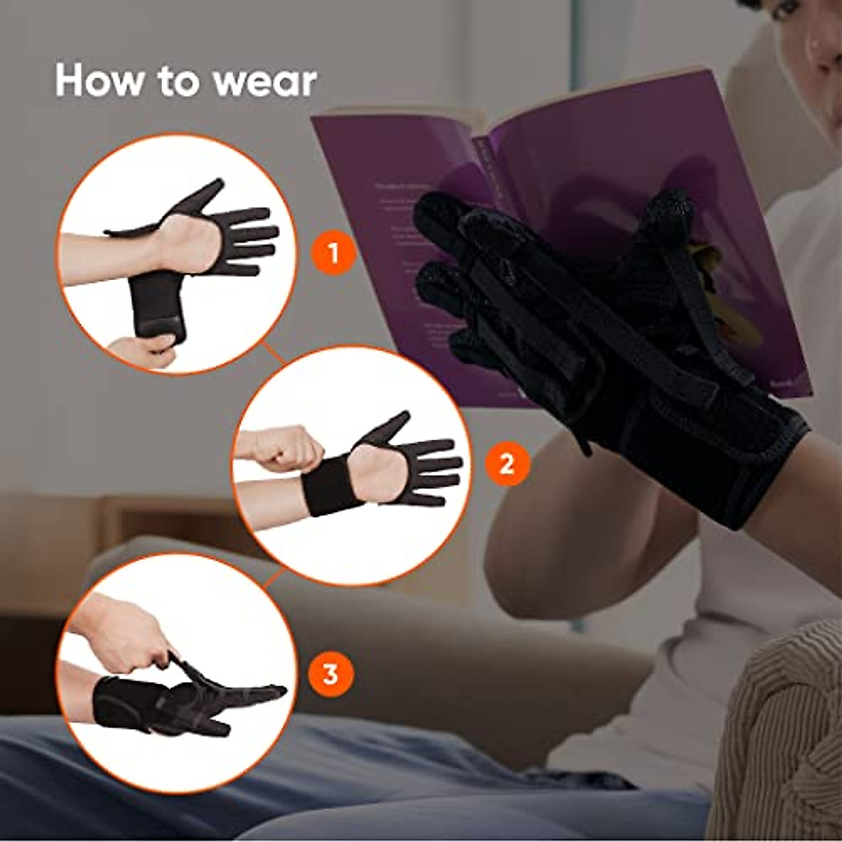 Neofect Finger Splint for Spastic Fingers Medium Right - Stroke Recovery Equipment , Finger exerciser, hand strengthener, finger regabilitation gloves, stroke hand splint, finger straightener, finger exetension exerciser, radial nerve palsy splint