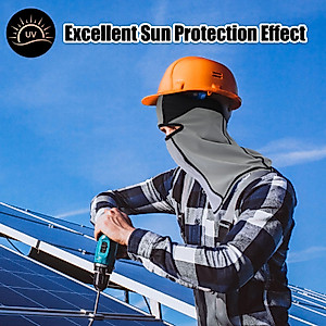 Beehow Cooling Balaclava Sun Face Mask Men Cycling Fishing Gear UV Protection Lightweight Hood Breathable Full Head Mask Bee Face Cover for The Sun (US, Alpha, One Size, Grey)