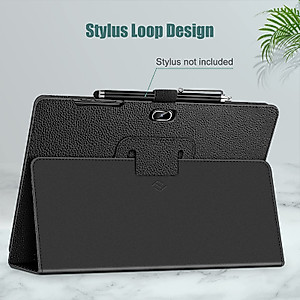 Fintie Case for QunyiCO Y10 10.1" / Pritom Tronpad M10 10 inch Tablet, Premium Vegan Leather Folio Protective Stand Cover with Pencil Holder - Black