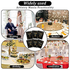 Jeffdad Wedding Table Numbers Cards 1-30, Black 6x4 Inch Gold Foil Table Number Cards Head Table Card Place Card Holder Stand for Wedding Reception Anniversary Birthday Restaurant