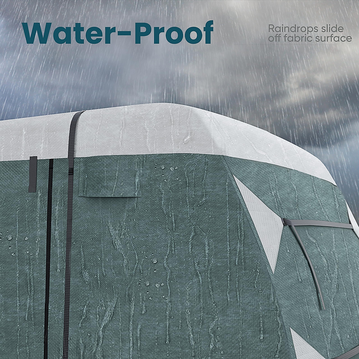 KING BIRD Upgraded Travel Trailer RV Cover, Heavy Duty 5 Layers Tearstop-Tec™ Anti-UV Top Panel, Durable Camper Cover, Fits 26.8'-29.8' Motorhome-Breathable, Water-Repellent, Rip-Stop