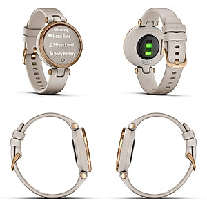 Wearable4U Garmin Lily Women’s Fitness Sport Smartwatch Power Pack Bundle (Rose Gold Bezel with Light Sand Silicone Band), Gift for Mom